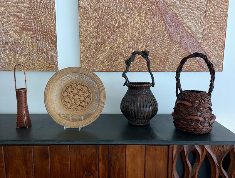 A Japanese Wagumi Style Bamboo Basket Ikebana
