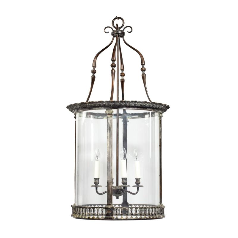 A pair of 20th century brass hanging lanterns in the style of Lutyens