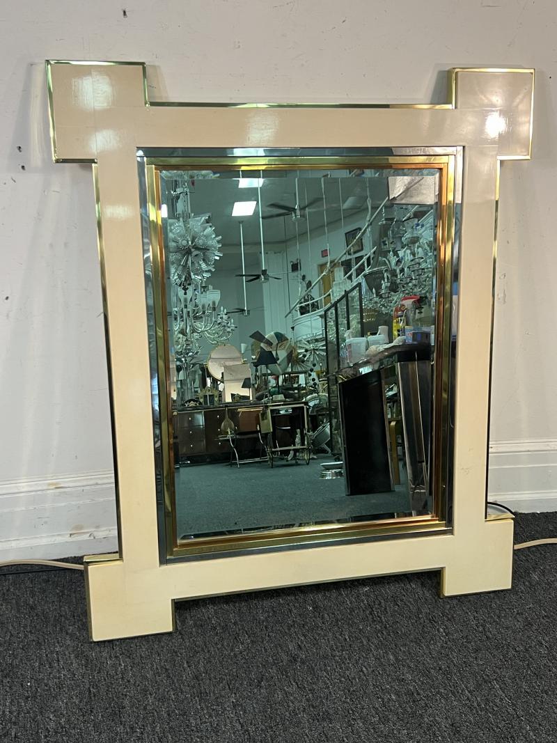 Alain Delon - MODERNIST MIXED METALS MIRROR & CONSOLE BY ALAIN DELON ...