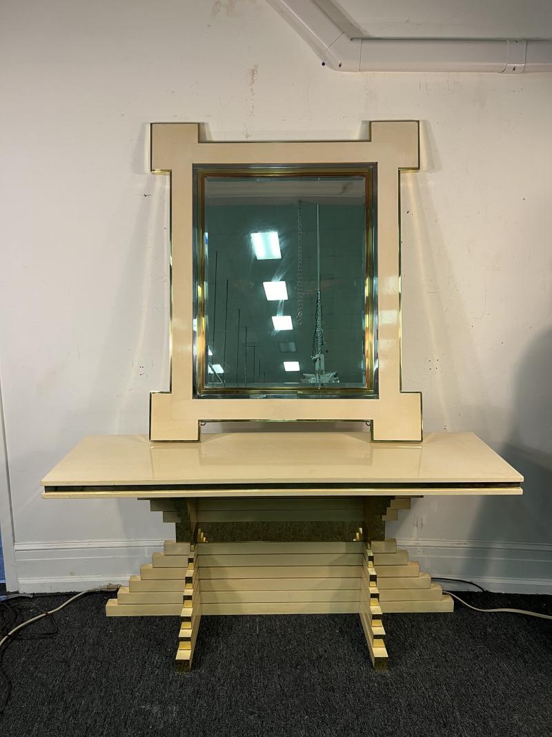 Alain Delon - MODERNIST MIXED METALS MIRROR & CONSOLE BY ALAIN DELON ...