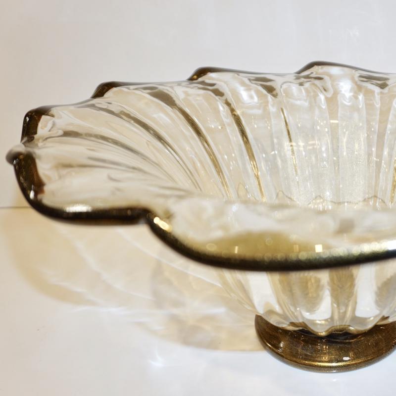 Alberto Dona - Italian Gold Dust Crystal Murano Glass Scalloped ...