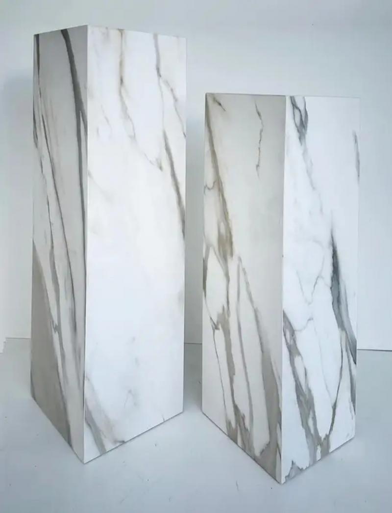 American Made Porcelain 36" Tall Pedestal in Faux Variegated Marble