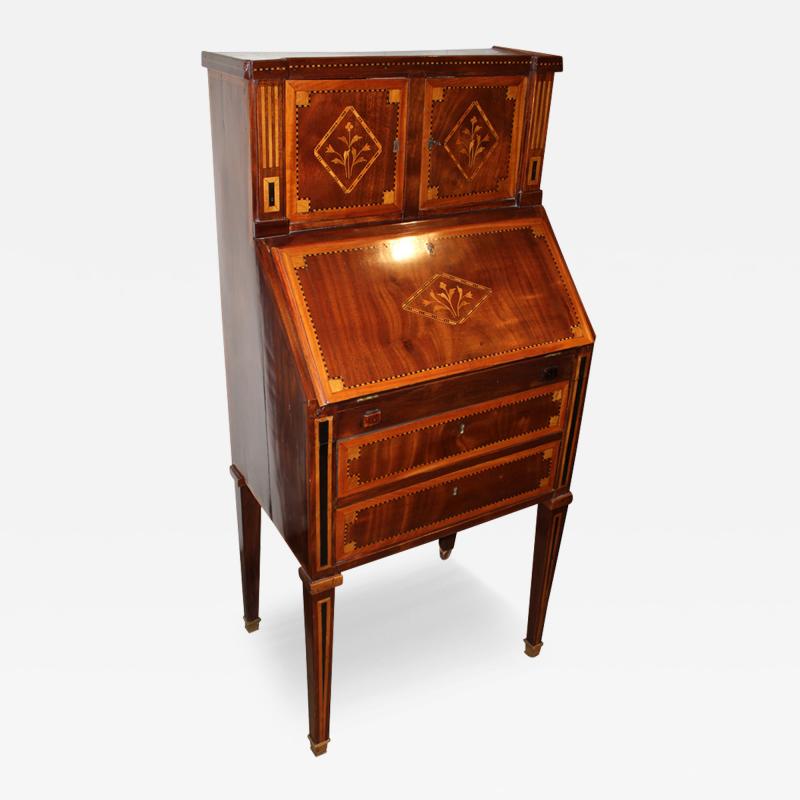 An 18th Century Dutch Marquetry Upright Slant-Front Desk