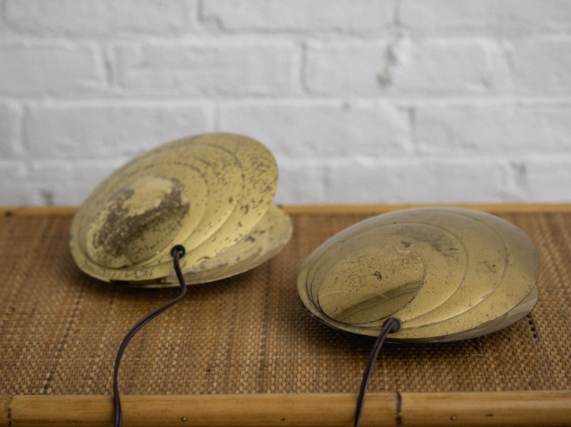Angelo Brotto - Italian Brass Clamshell Lamps by Angelo Brotto, 1960s ...