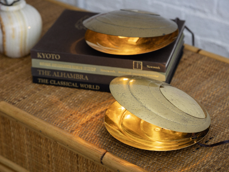 Angelo Brotto - Italian Brass Clamshell Lamps by Angelo Brotto, 1960s ...