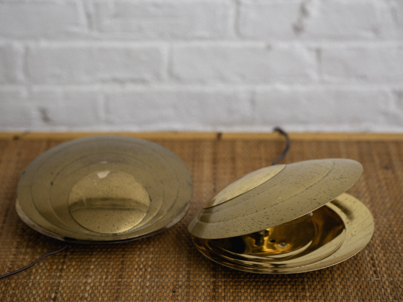 Angelo Brotto - Italian Brass Clamshell Lamps by Angelo Brotto, 1960s ...