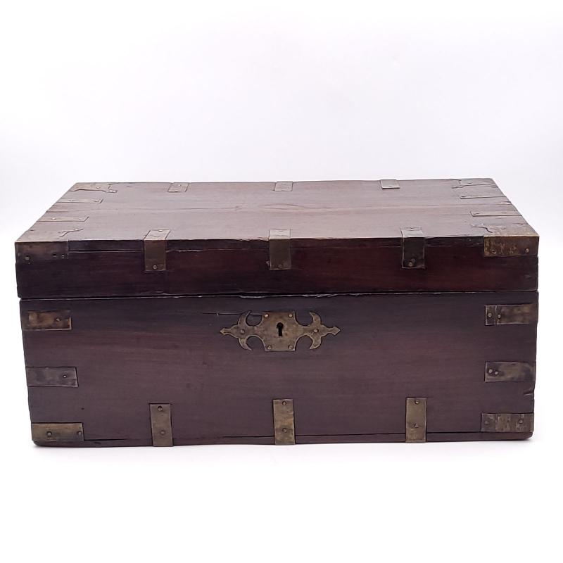Anglo-Indian Campaign Box with Brass Strapping, circa 1870