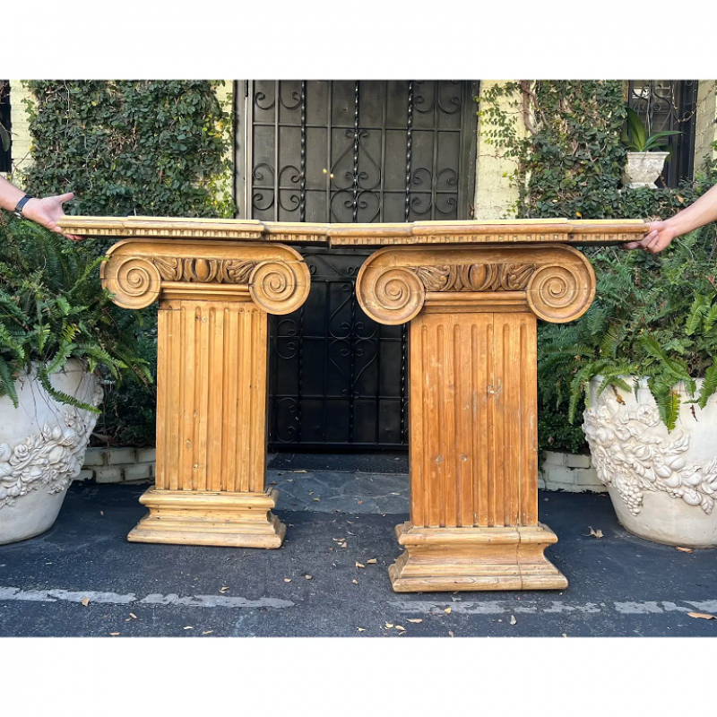 Antique 18th C Corinthian Column Now Console Tables - a Pair