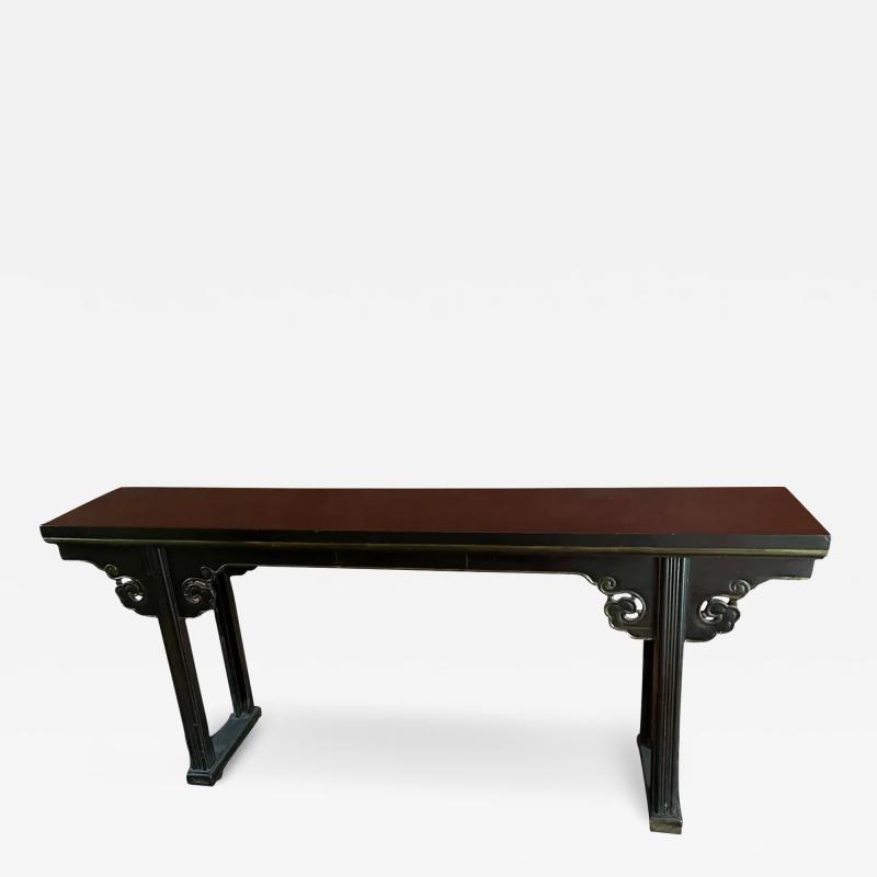Antique Chinese Ming Style Black Lacquer Altar Console Table