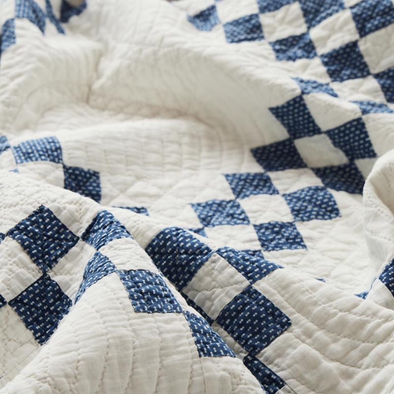 Antique Double Irish Chain Quilt with Sawtooth Border, C. 1910