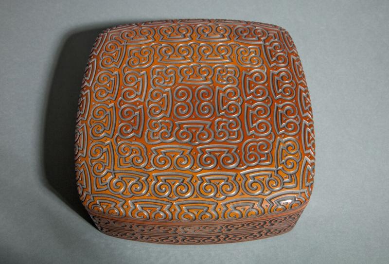 Antique Japanese Dramatically Carved and Lacquered Stack Box on Stand