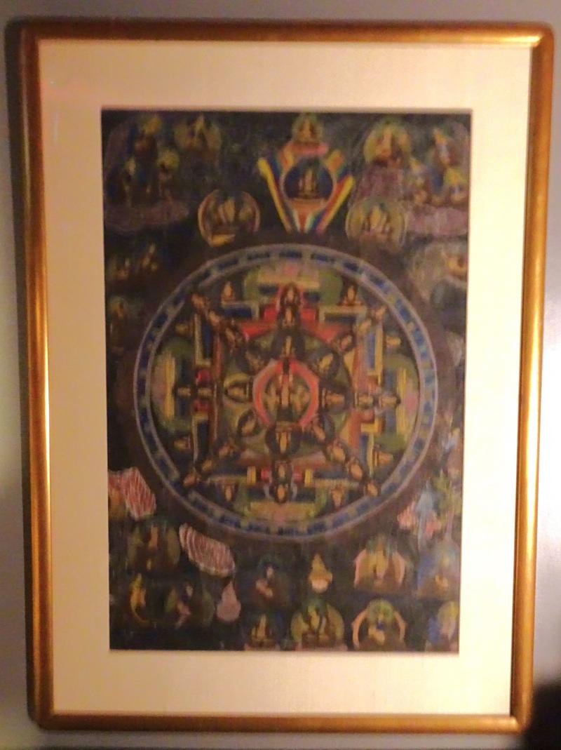 Antique Tibetan Thangka Painting on Fabric, 18th Century