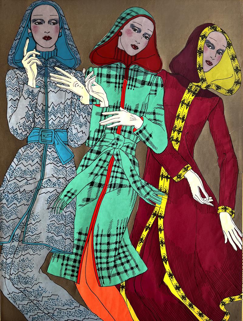 Antonio Lopez - Five Fashion Models Wearing Hoodies Vogue Patterns ...