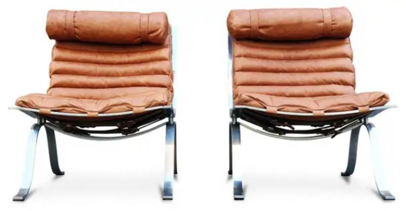 Arne Norell - Pair of Arne Norell "Ari" Lounge Chairs Cognac Leather ...