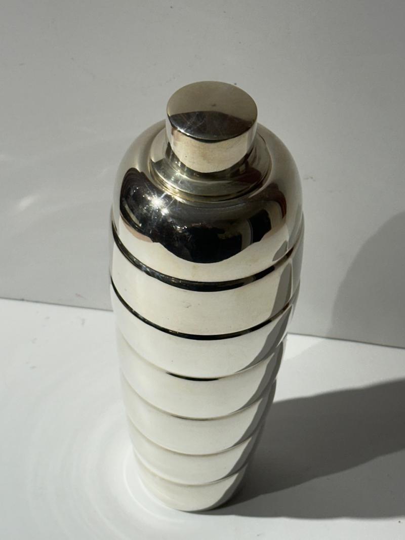 Art Deco Bubble Stack Silverplate Cocktail Shaker
