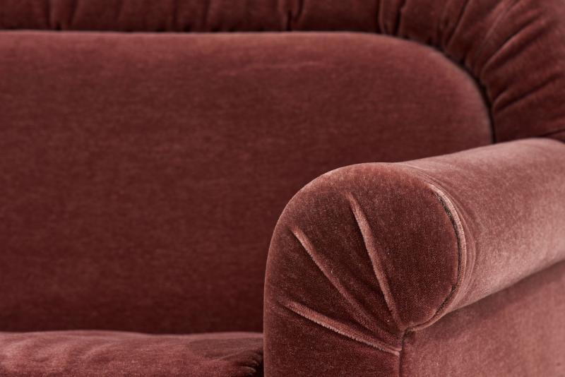 Art Deco Maroon Mohair Settee, 1960