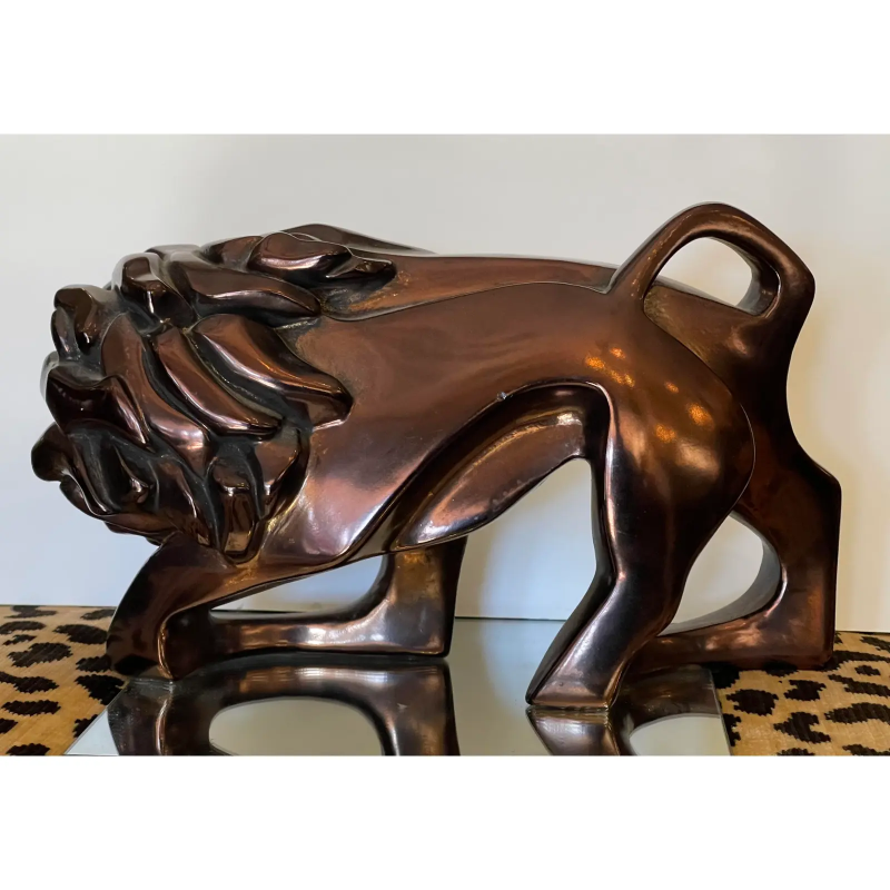 Art Deco Style Carl Schultz Luster Pottery Lion Sculpture
