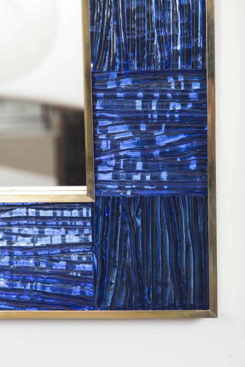 Artisan Brass Blown Klein-Blue Wave Mirror
