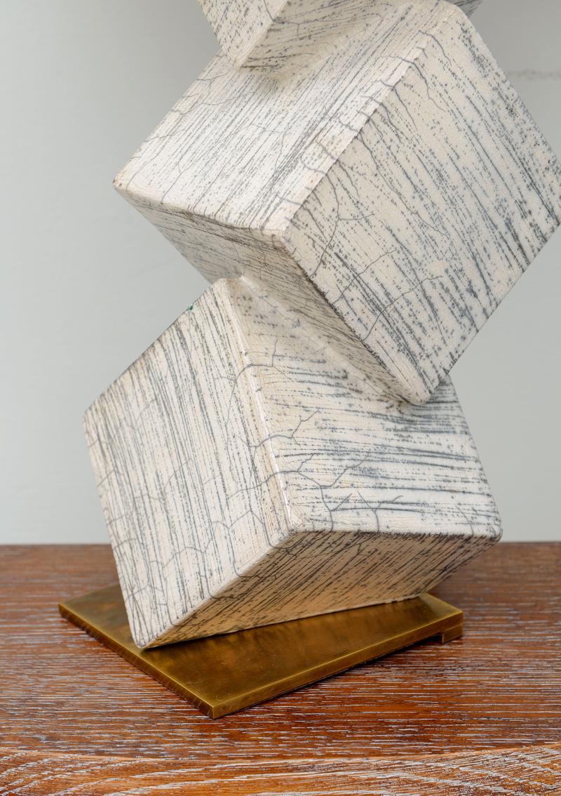 Barbara Billoud - Bespoke Pair of French Sculptural Raku Ceramic Cubist ...