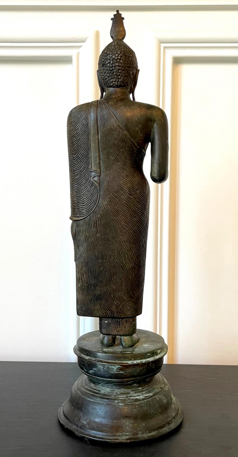 Buddha / Buddhism - Bronze Standing Buddha Statue on Pedestal Sri Lanka