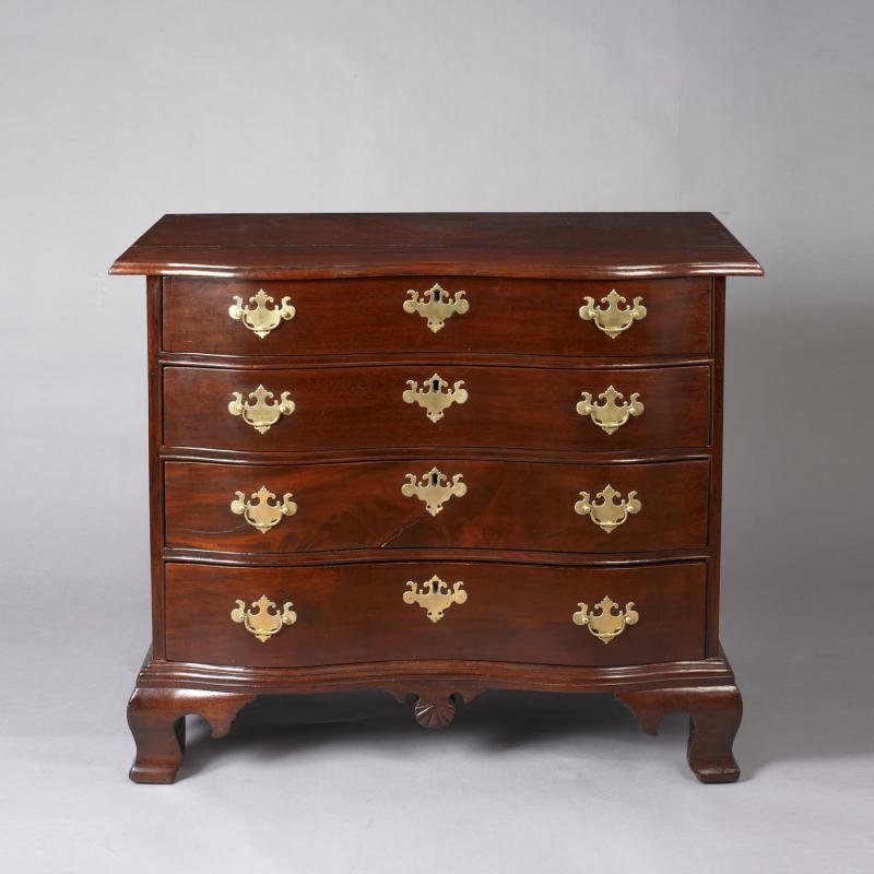 CHIPPENDALE OXBOW, GRADUATED FOUR-DRAWER CHEST