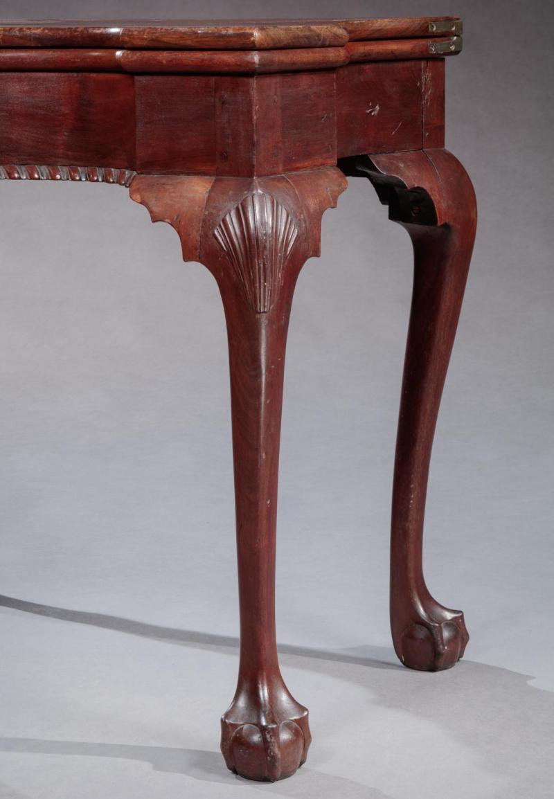 CHIPPENDALE SERPENTINE FOUR LEGGED CARD TABLE