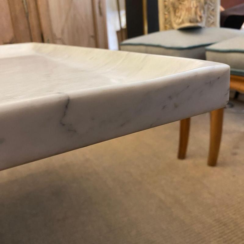 Carrara Marble Square Tray Side Table