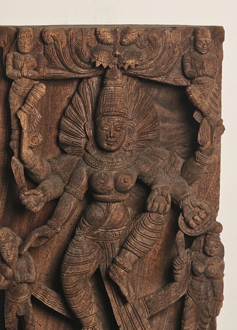 Carved Wood Panel of Maha Devi, India, 19th century