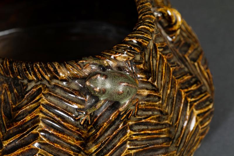 Ceramic Fishing Basket by Ito Tozan (1846-1920)