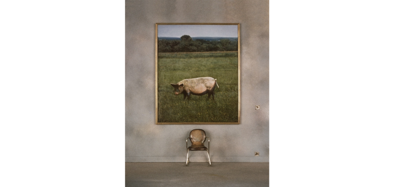 Charles Matton - Museum Exhibit, an armchair and a Portrait of a Pig, 1987