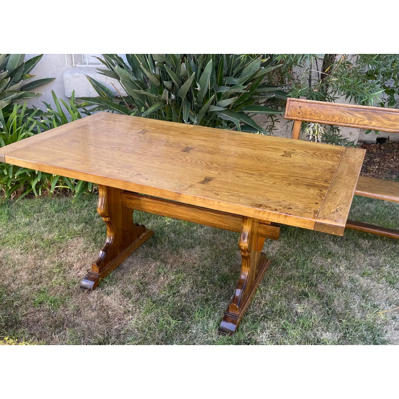 Charles Pollock - Vintage Charles Pollock Rustic Country Trestle Dining Table