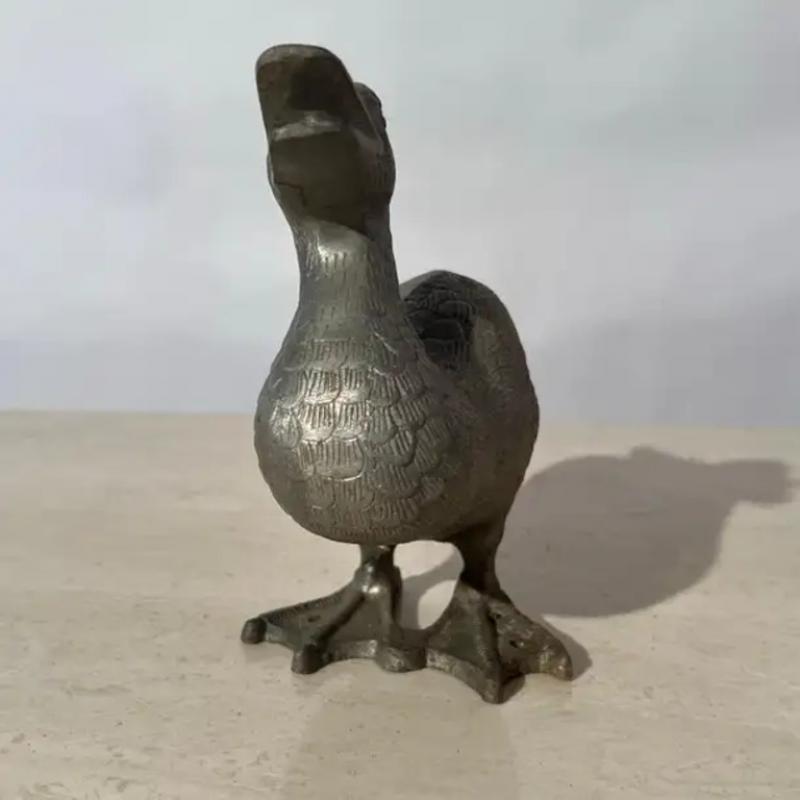 Charming Cast Metal Duckling Garden Sculpture