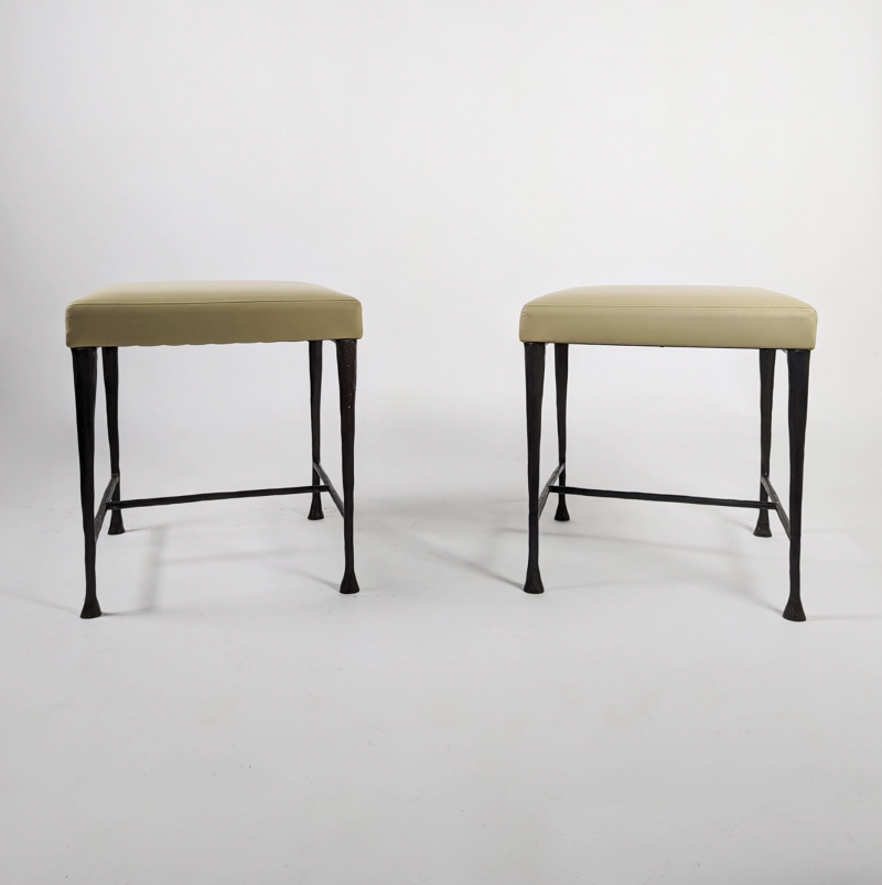 Christian Liaigre - Pair of bronze and leather stools SUD by Christian ...