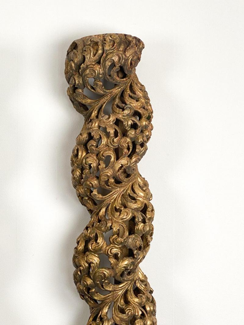 Circa 1700 Baroque Gilt Columns Spain / Spanish Colonial, A Pair