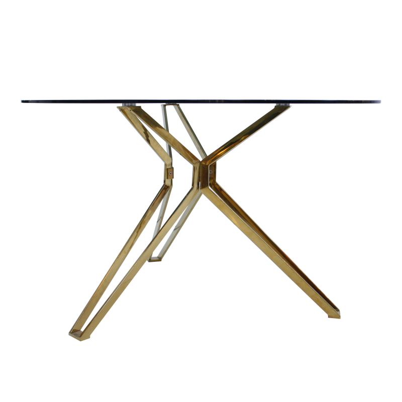 Contemporary Brass And Fumé Glass Circular Table. The Netherlands
