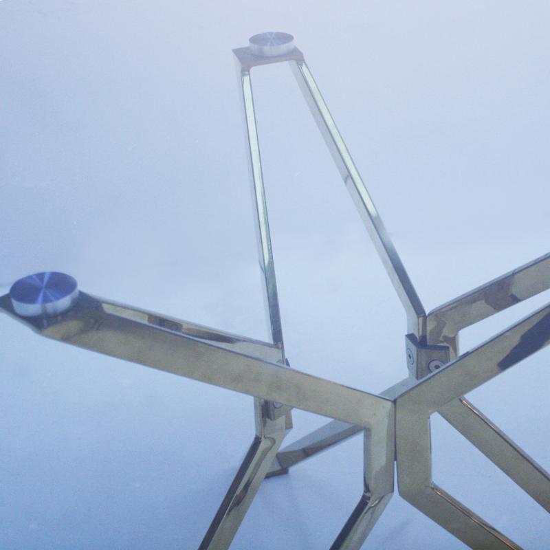 Contemporary Brass And Fumé Glass Circular Table. The Netherlands