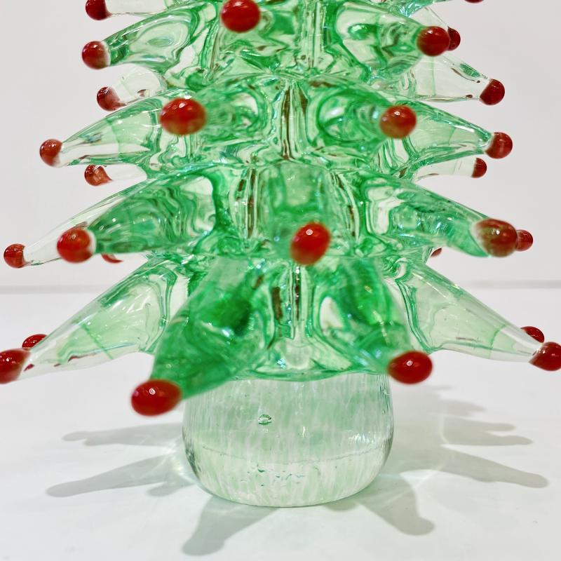 Contemporary Italian Emerald Green Red Murano Glass Christmas Tree ...