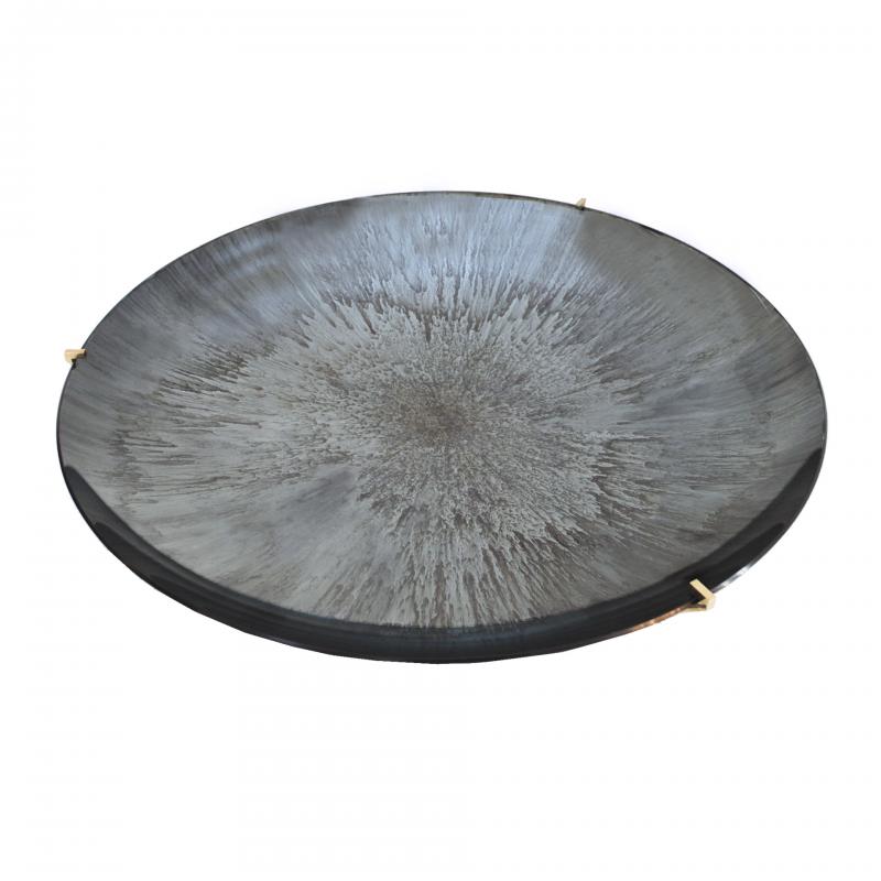 Contemporary Sculptural blue Glass French Concave Mirror