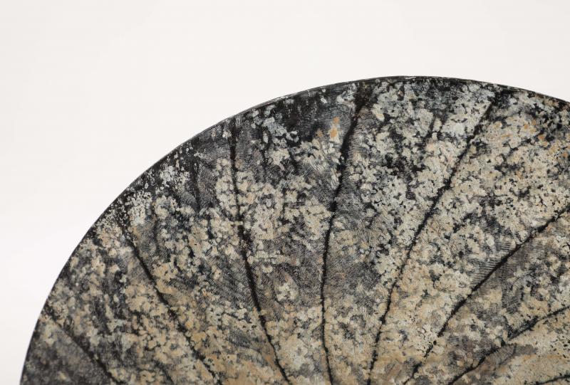 Contemporary Textured Swirl Stone Disc Sculpture, China