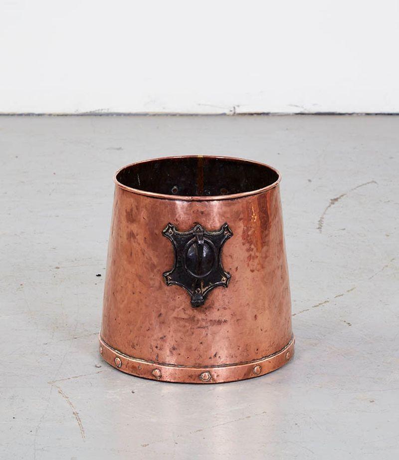 Copper Kindling Bucket with Blackened Iron Handles