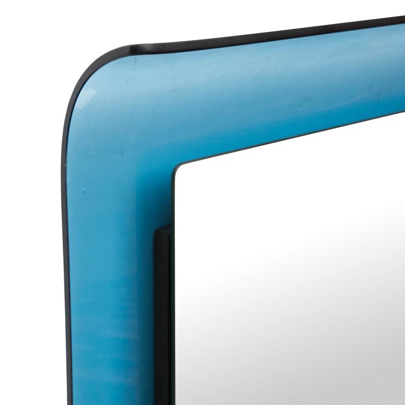 Curved blue crystal glass mirror