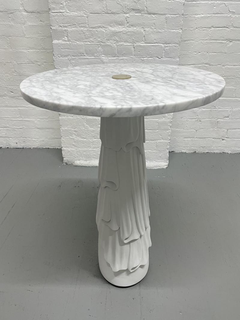 Decorative Carrara Marble Top Hollywood Regency Side Table