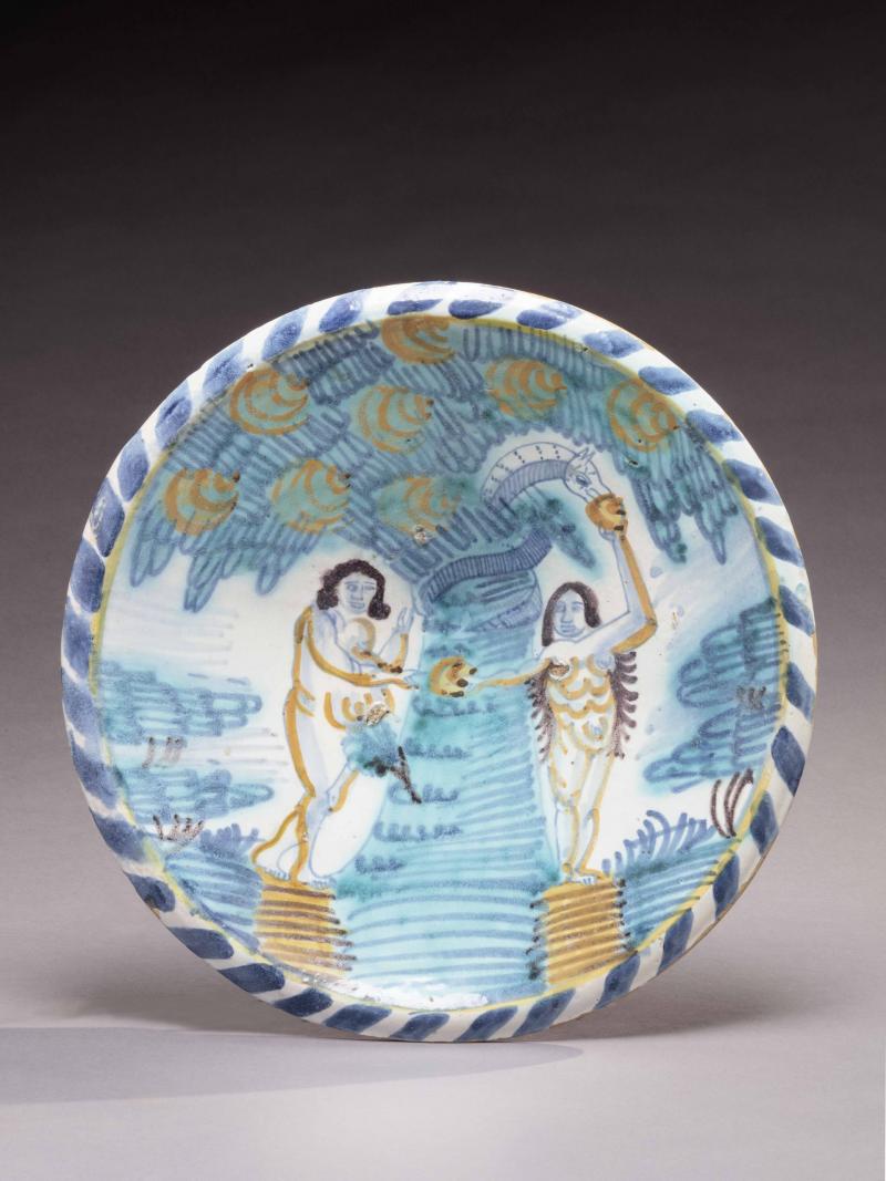 ENGLISH DELFT BLUE DASH ADAM AND EVE CHARGER