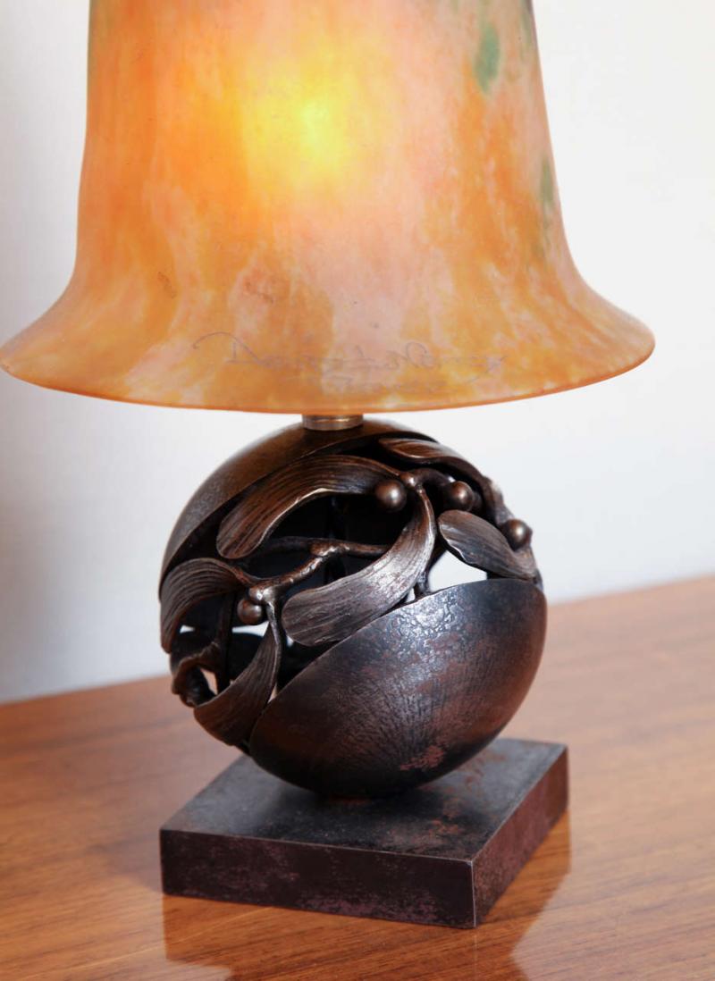 Edgar Brandt - Pair of Edgar Brandt & Daum Art Deco Table Lamps