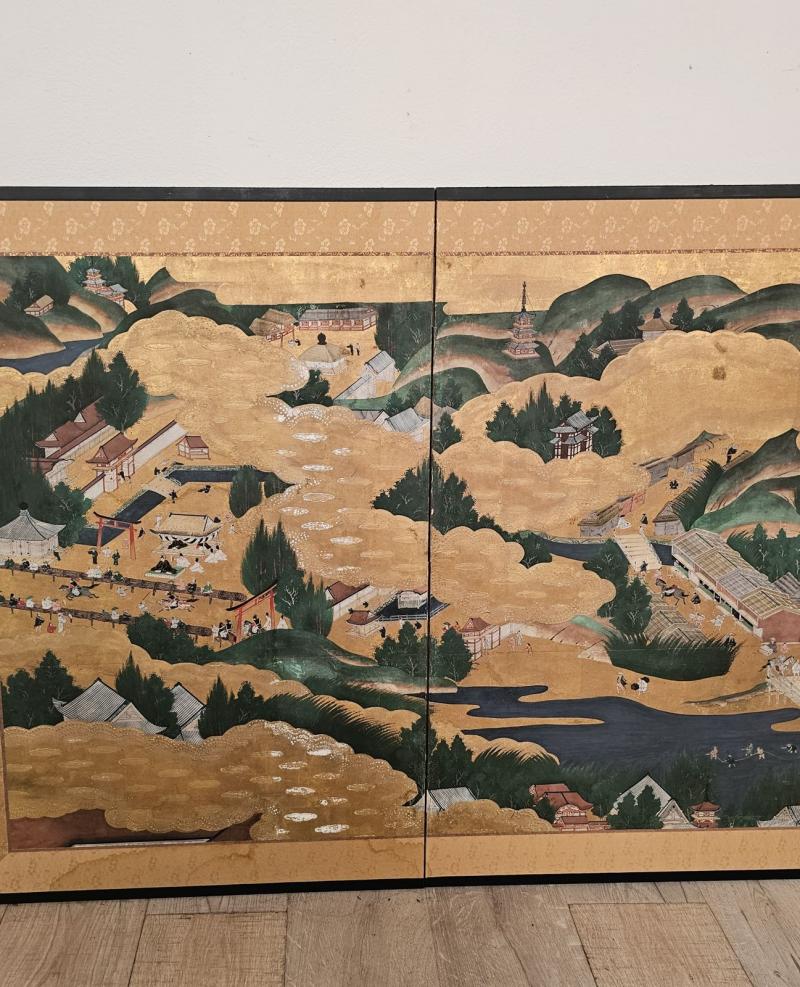 Edo Period Japanese Two-Panel Screen, before 1840
