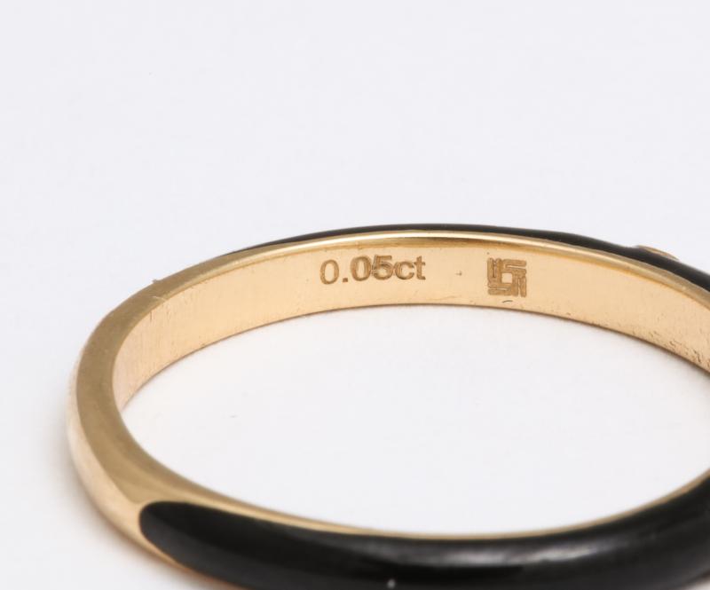 Enamel and Diamond Gold Stacking Rings