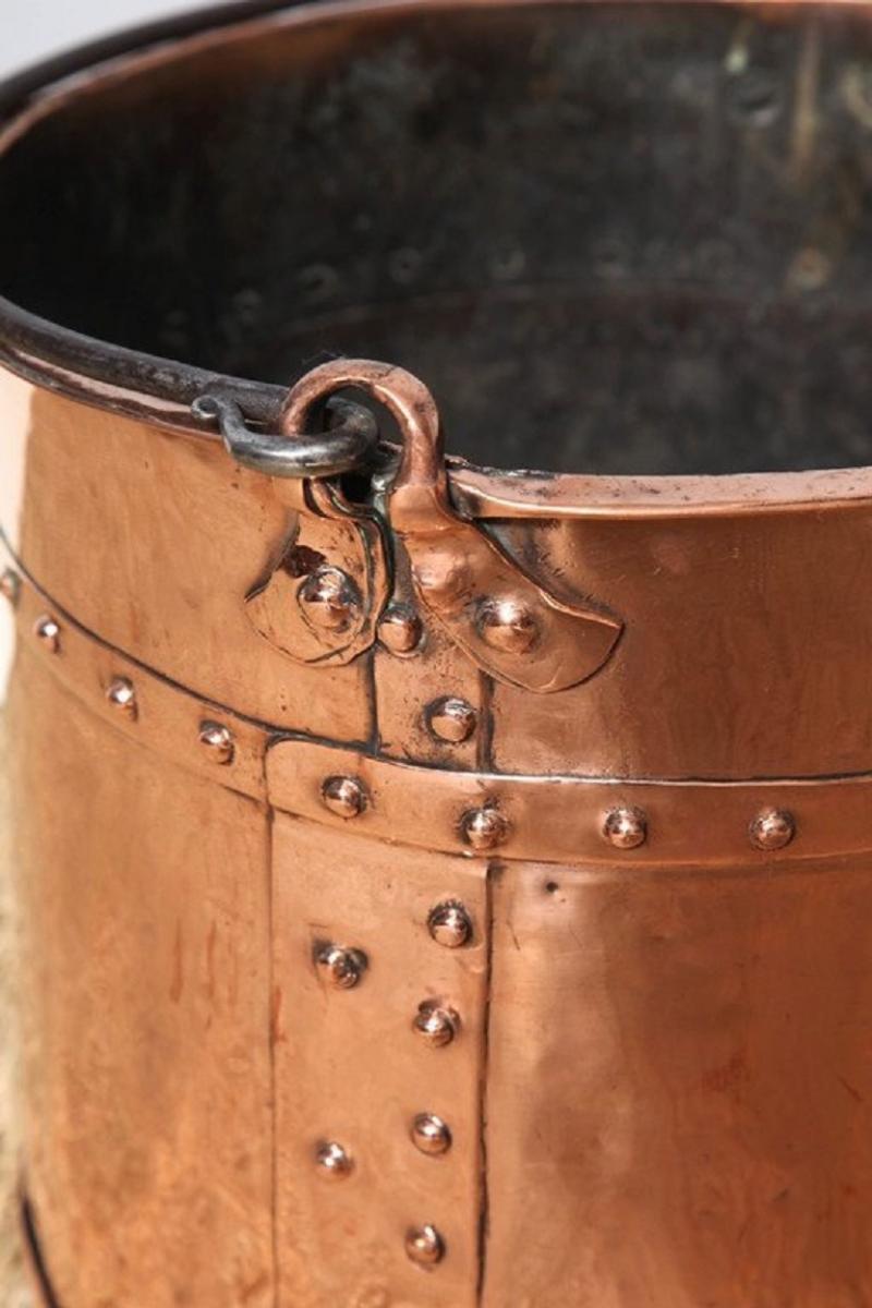 English Copper Bucket with Riveted Seams