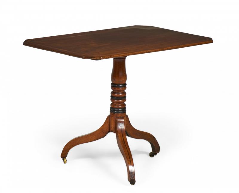 English Sheraton Mahogany Tilt Top Tea Table