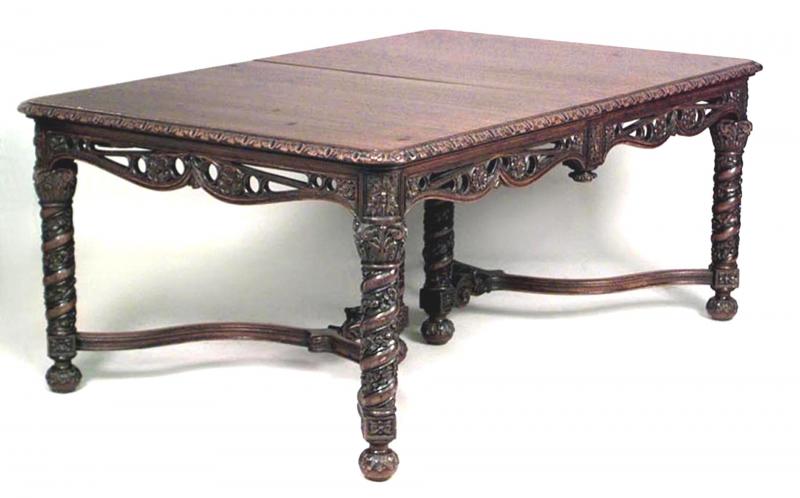English Victorian Gothic Revival Mahogany Dining Table