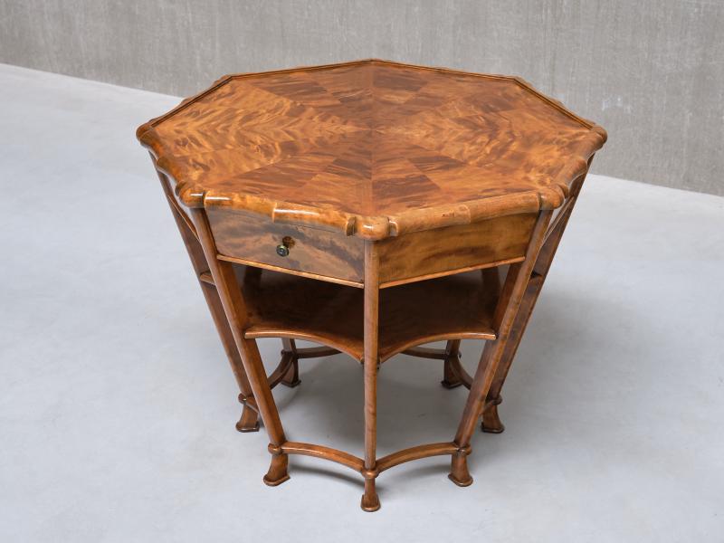 Exceptional Expressionist Octagonal Center Table in Flamed Birch ...